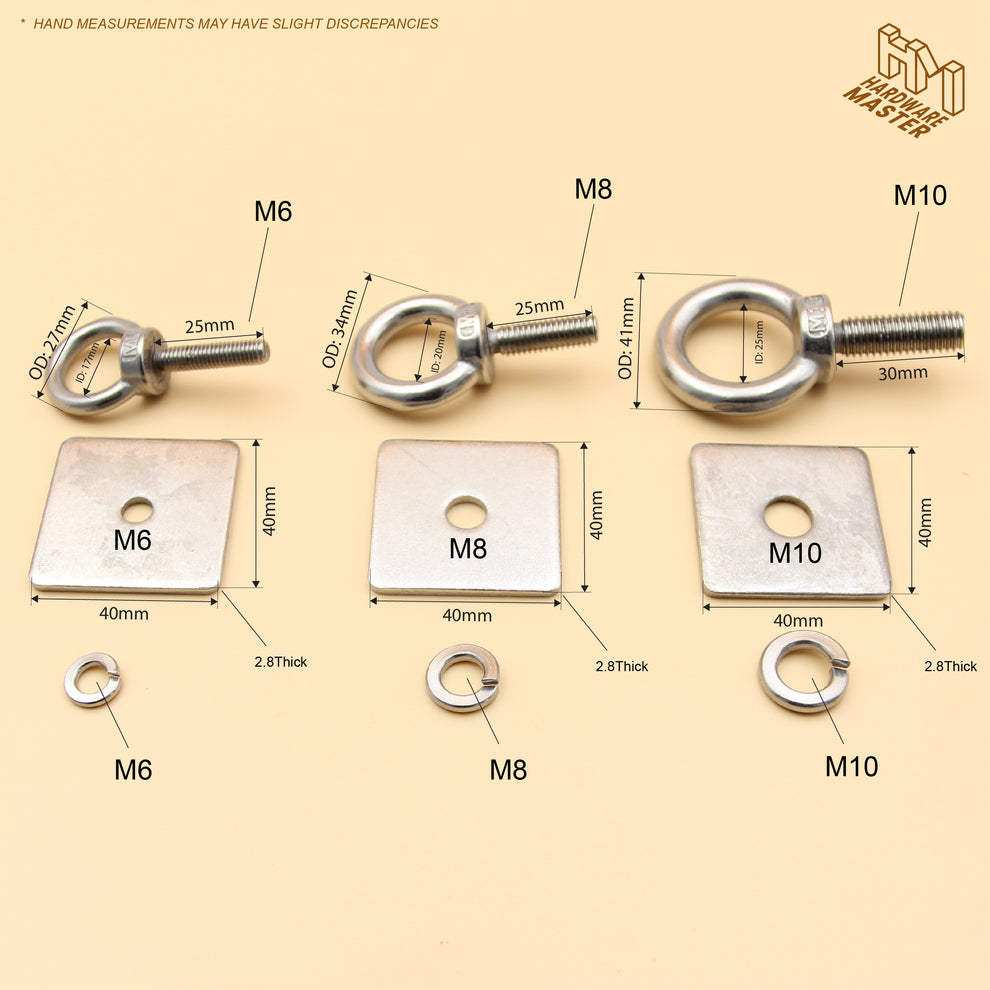 Unistrut Eye Bolt Kit | Stainless Steel | M6 M8 M10 | Set of 2 ...