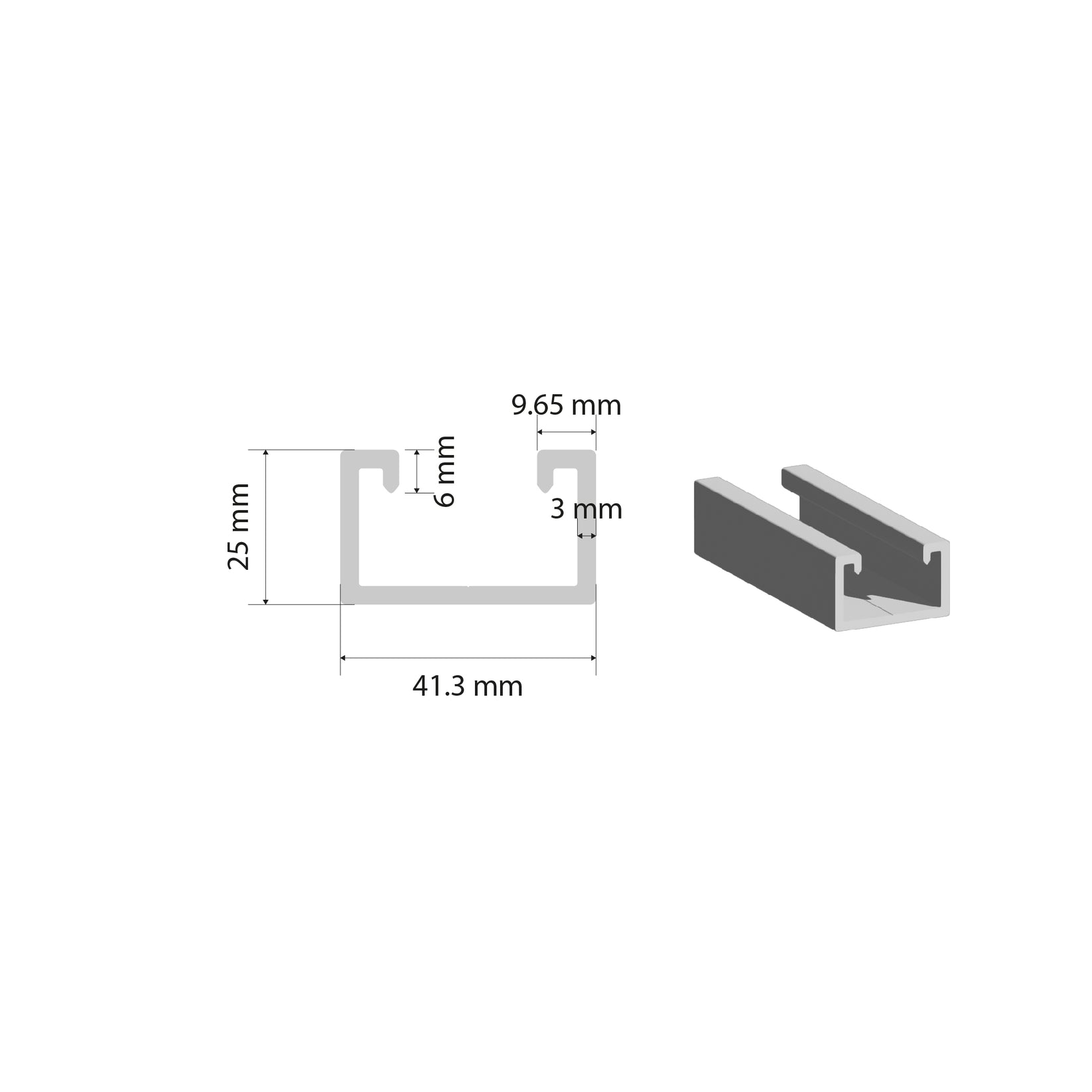 Unistrut Track | Aluminium 6060T5 | Black or Silver | Canopy Channel ...