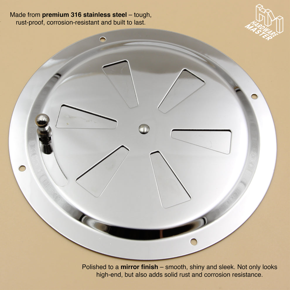 150mm Stainless Steel Closable Round Vent – Marine Grade S316 | Boat ...